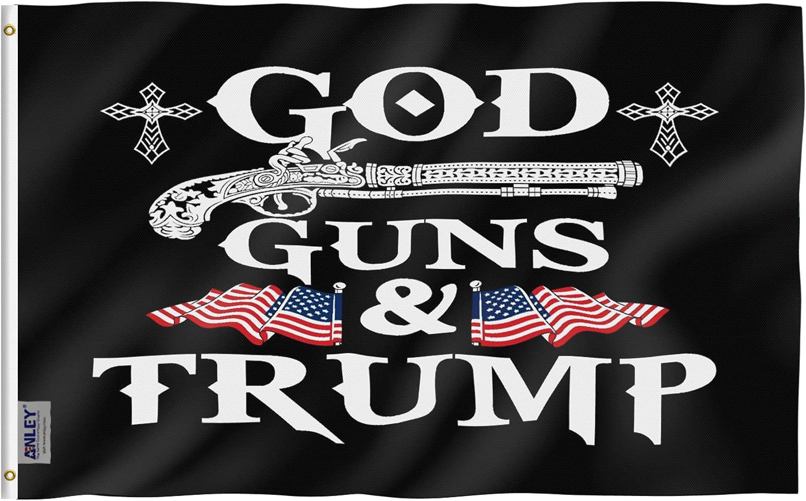 Anley Fly Breeze 3x5 Foot God Guns and Trump Flag - Canvas Header and ...