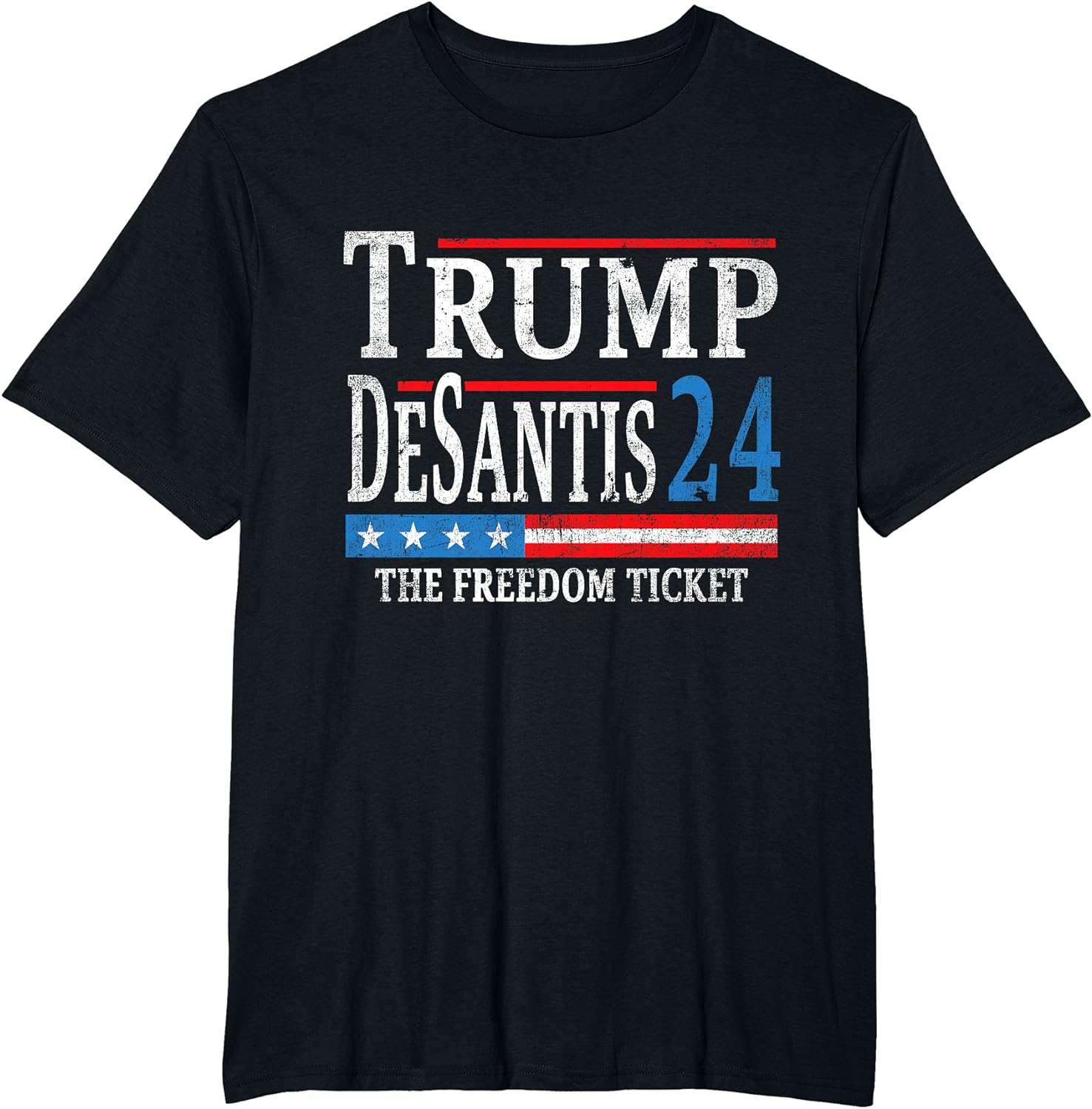 Vintage Trump Desantis 2024 The Freedom Ticket USA Flag T-Shirt ...